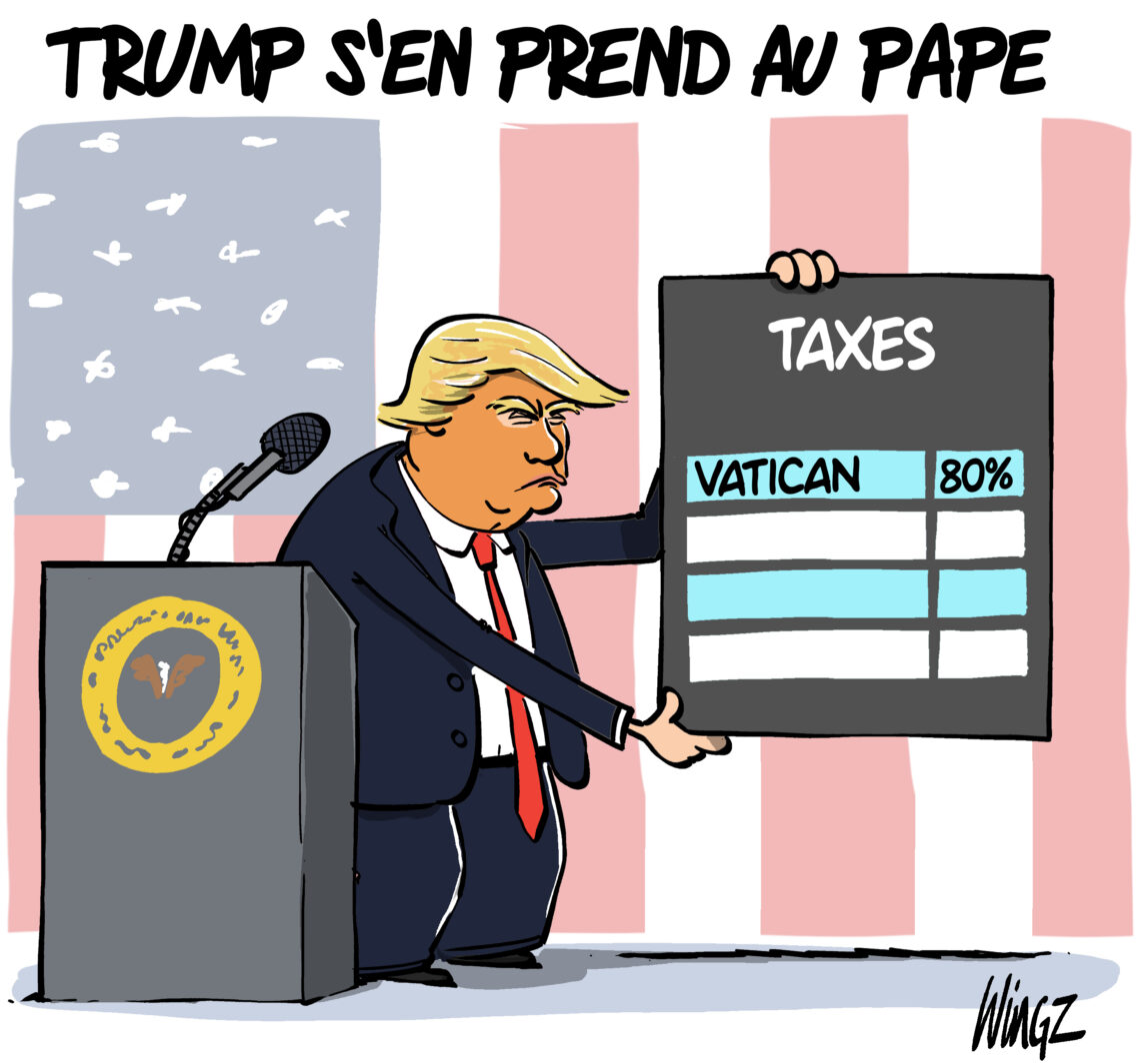 Trump vs le pape Léon XIV vu par Wingz pour L'Echo du Mardi - Actualité